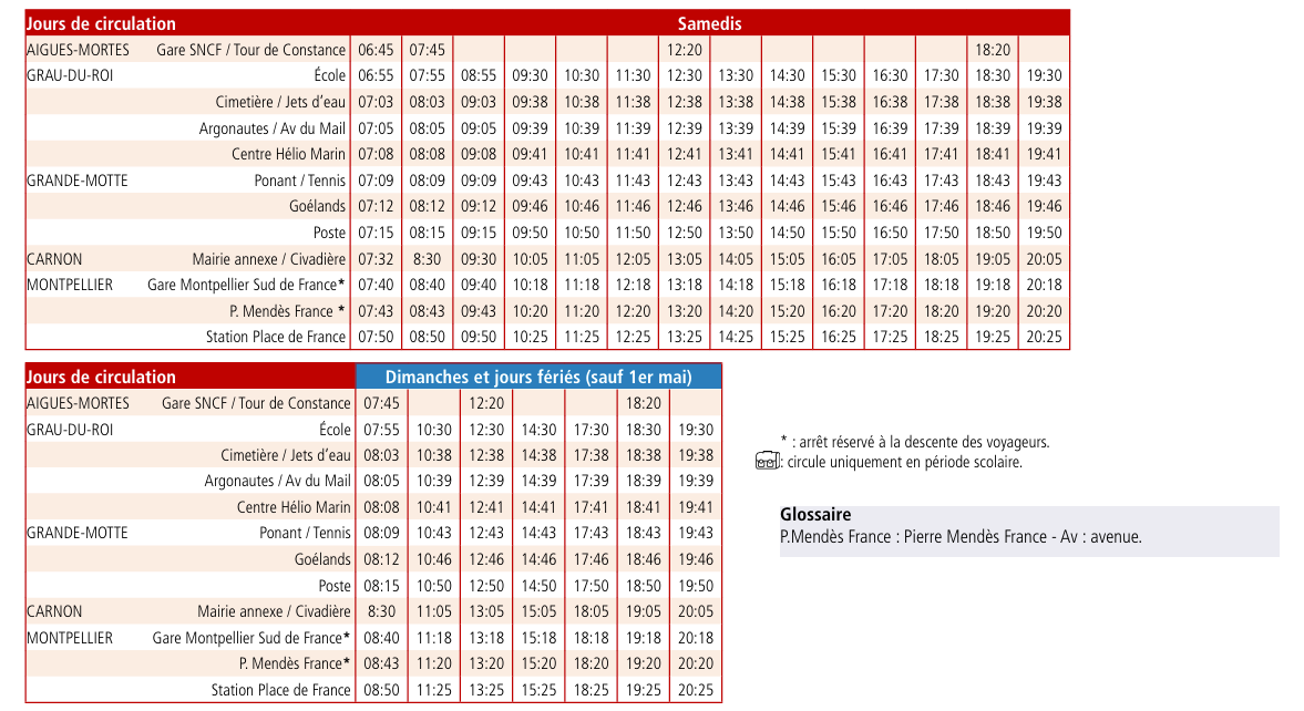 Ligne de Bus 606 par Hérault Transport (Aigues-Mortes – Gare SNCF ...